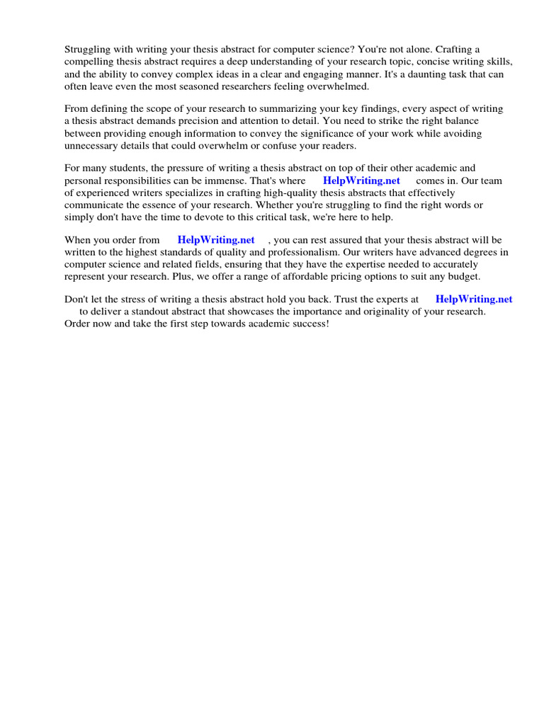 Thesis Abstract Example Computer Science | PDF | Thesis | Abstract (Summary)