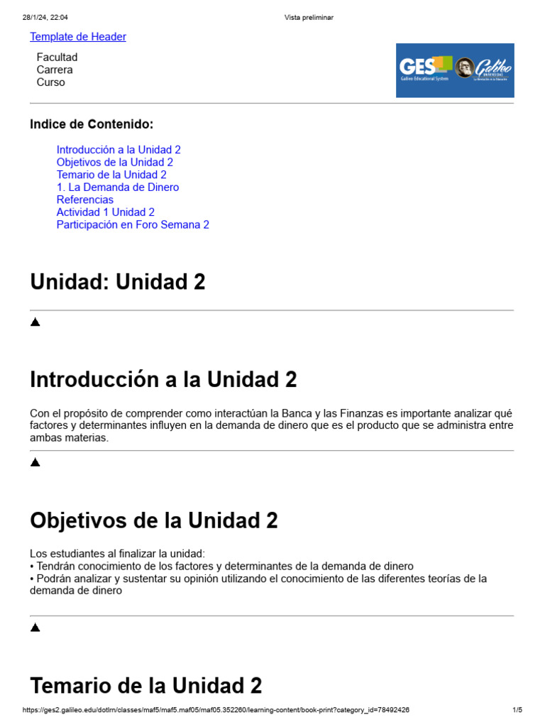 Unidad 2 MAF Banca y Finanzas | PDF
