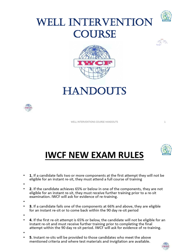 IWCF Well Intervention Course Handouts | PDF | Casing (Borehole ...