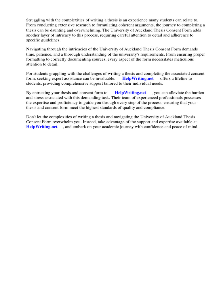 University of Auckland Thesis Consent Form | PDF | Informed Consent | Thesis