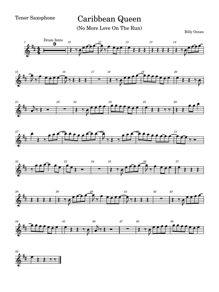 Caribbean Queen-Tenor Saxophone | PDF