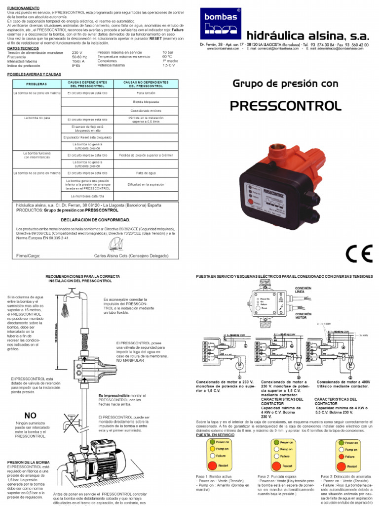 Manual Instalación Presscontrol - 380-PRESSCONTROL-If | PDF