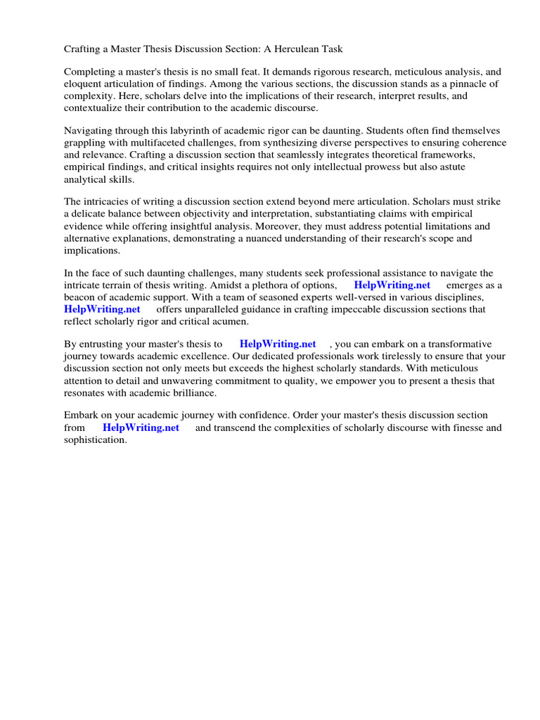 Master Thesis Discussion Section | PDF