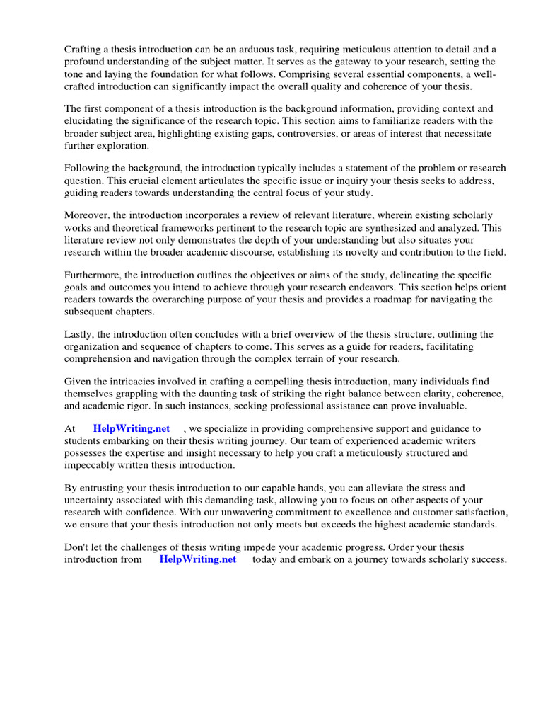 Thesis Introduction Components | PDF | Thesis | Logic