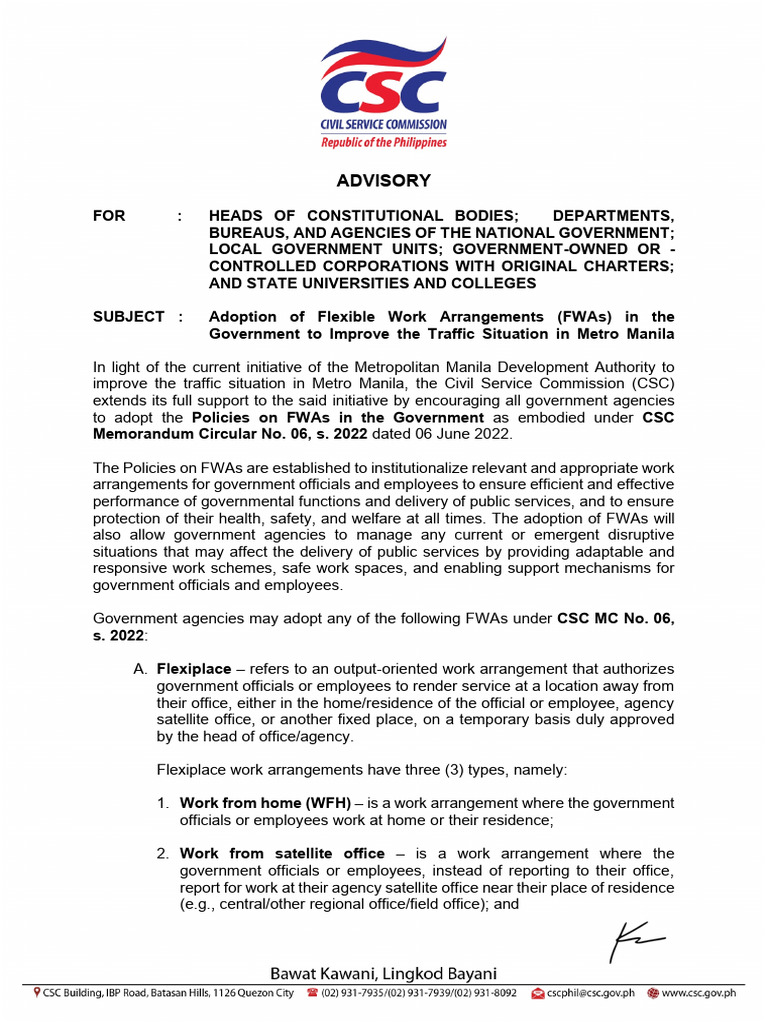 Signed - Advisory On Adoption of FWA To Improve Traffic in MMla | PDF | Finance & Money ...