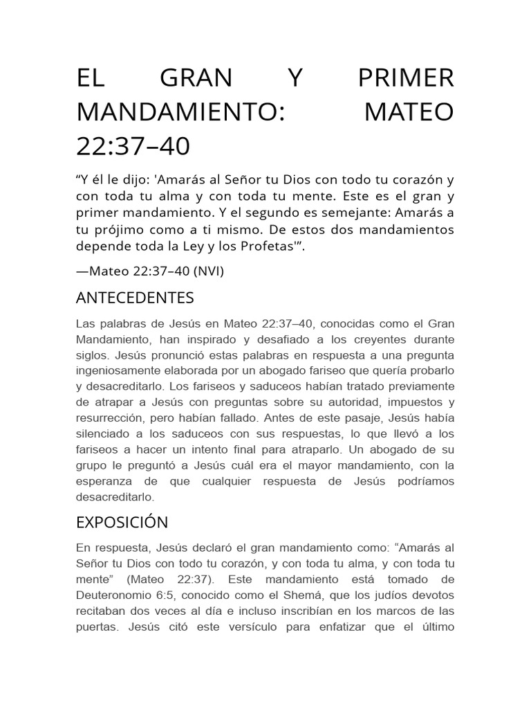 El Gran y Primer Mandamiento | PDF