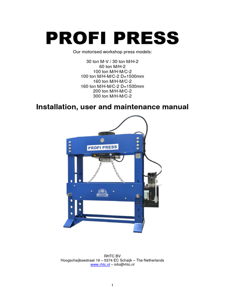 En - Manual Motorised Workshop Presses - 2023 | PDF