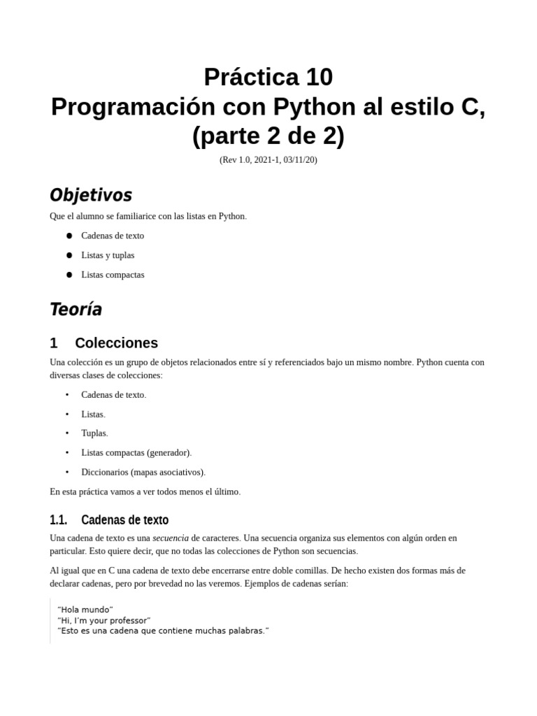 Listas y Cadenas en Python: Guía Práctica | PDF | Python (lenguaje de programación) | Cadena ...