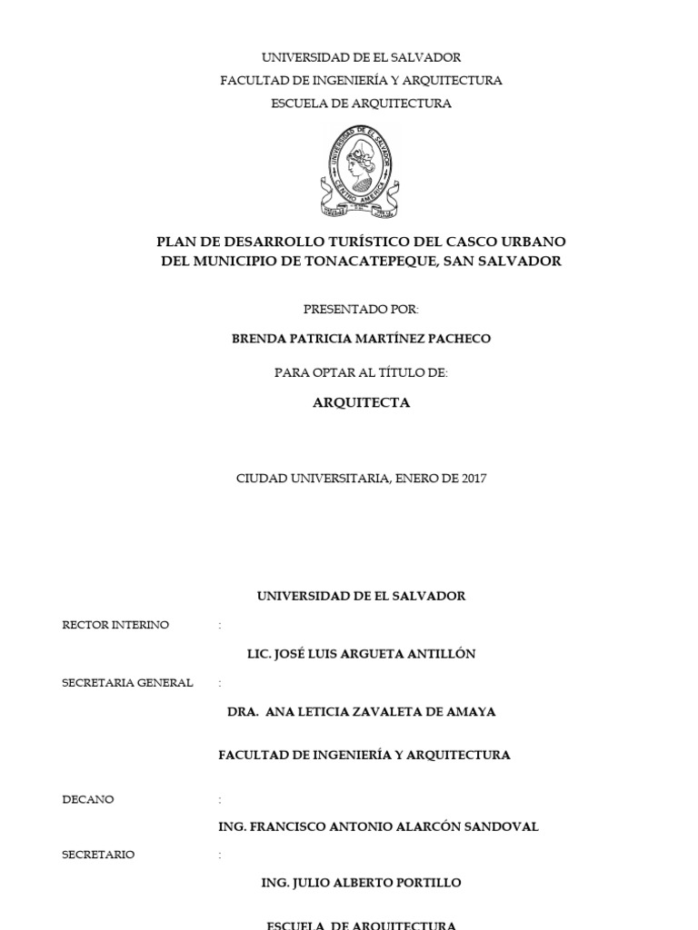 Plan de Desarrollo Turístico de Casco Urbano Del Municipio de ...
