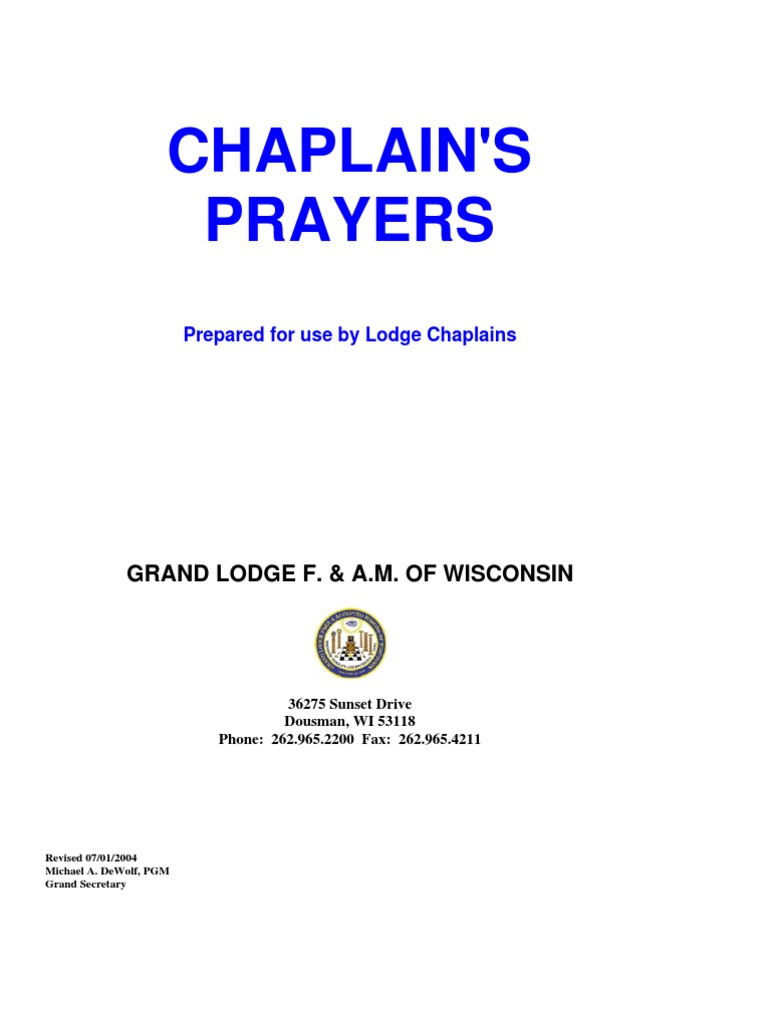 GL Wisconsin - Chaplain Prayers | PDF | Freemasonry | God The Father