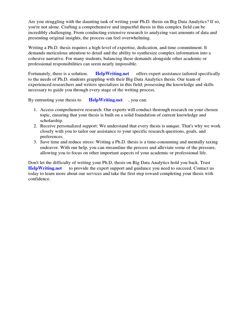 Phd Thesis on Big Data Analytics | PDF