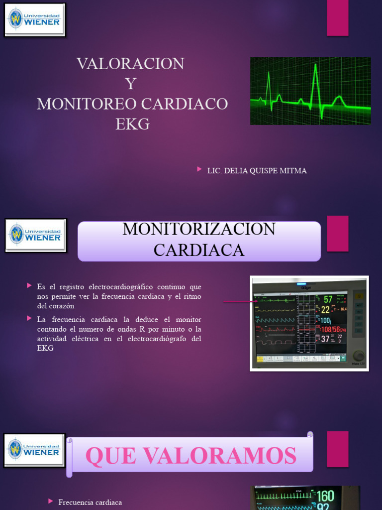 Valoracion Y Monitoreo Cardiaco EKG: Lic. Delia Quispe Mitma | PDF ...