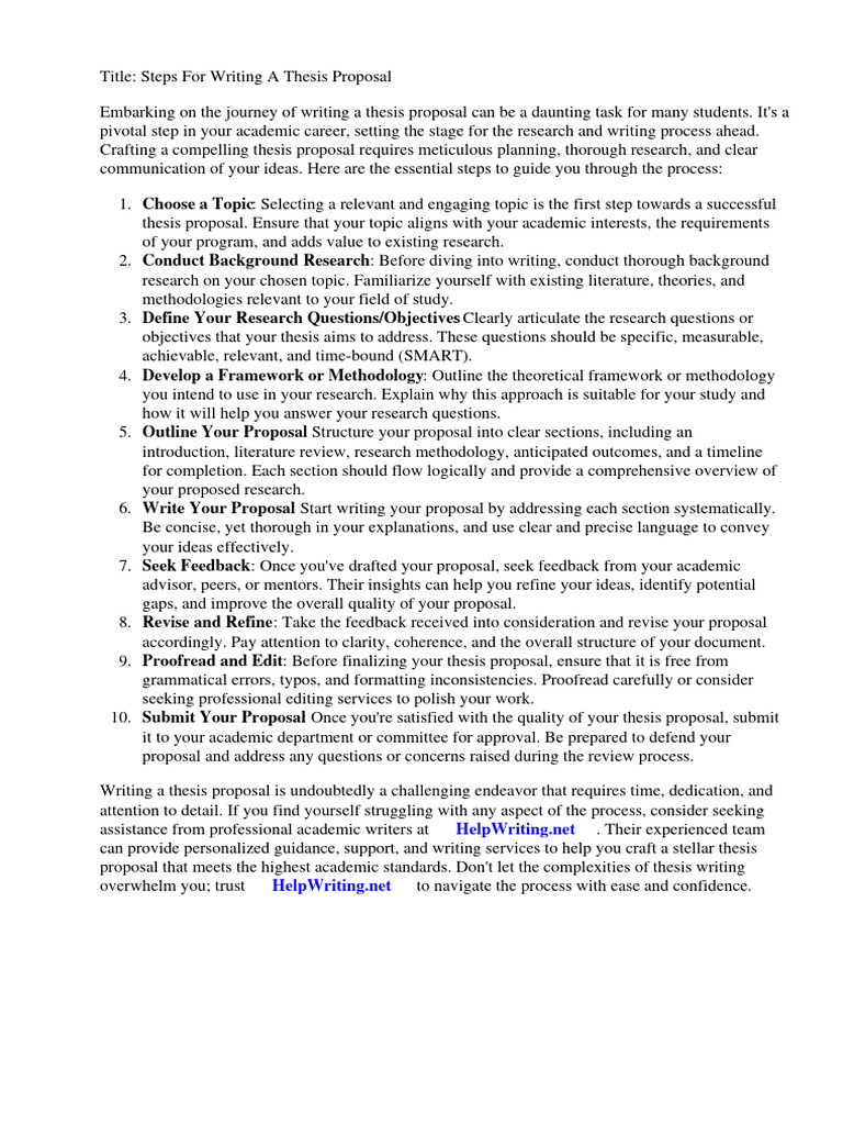 Steps for Writing a Thesis Proposal | PDF