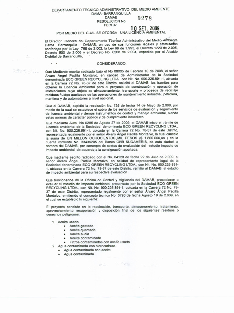 Licencia Ecogreen | PDF