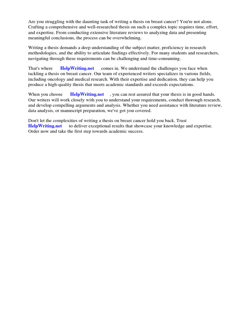 Thesis Breast Cancer PDF | PDF | Cancer | Breast Cancer Thesis Breast Cancer PDF | PDF | Cancer | Breast Cancer
