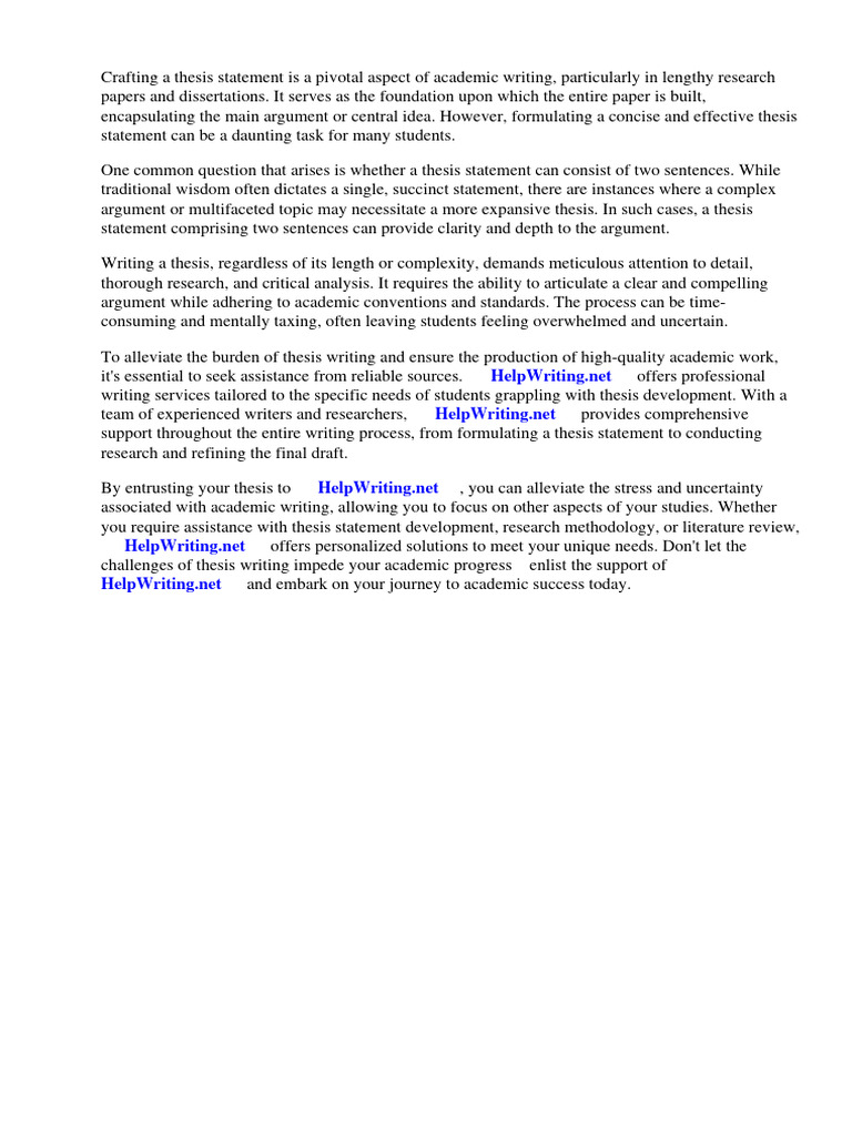 Can Your Thesis Statement Be Two Sentences | PDF | Essays | Thesis