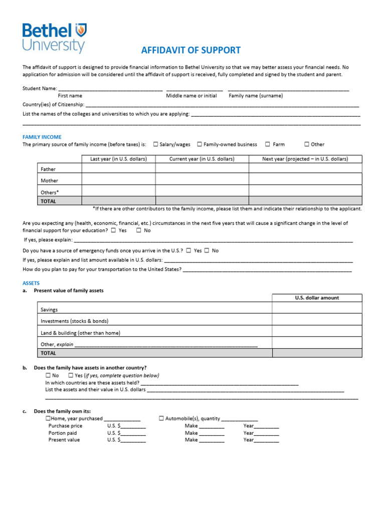 Affidavit of Support 2021 | PDF