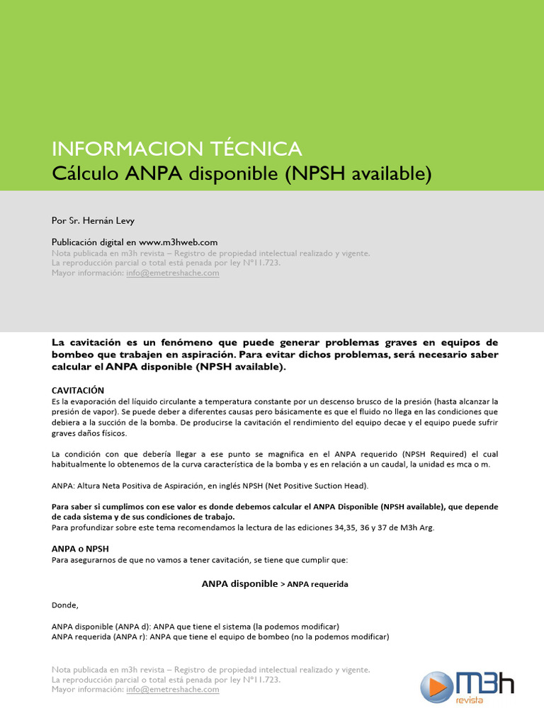 IT - 05 - Calculo - ANPA - Disp - v3 - May - 2013 | PDF | Ingeniería mecánica | Líquidos