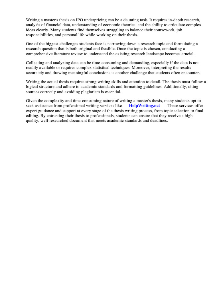 Master Thesis Ipo Underpricing | PDF | Initial Public Offering | Stocks