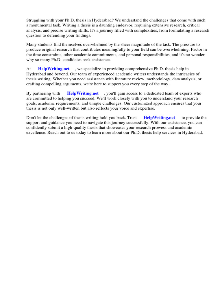 PHD Thesis Help in Hyderabad | PDF