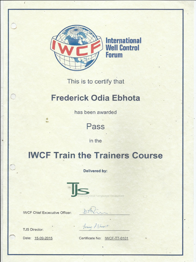 IWCF Trainer Certificate | PDF