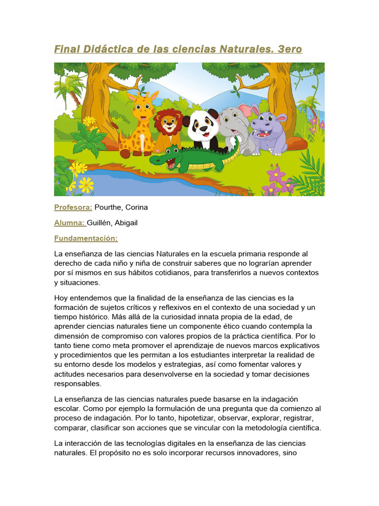 Final Didáctica de las ciencias Naturales | PDF | Enseñando | Aprendizaje
