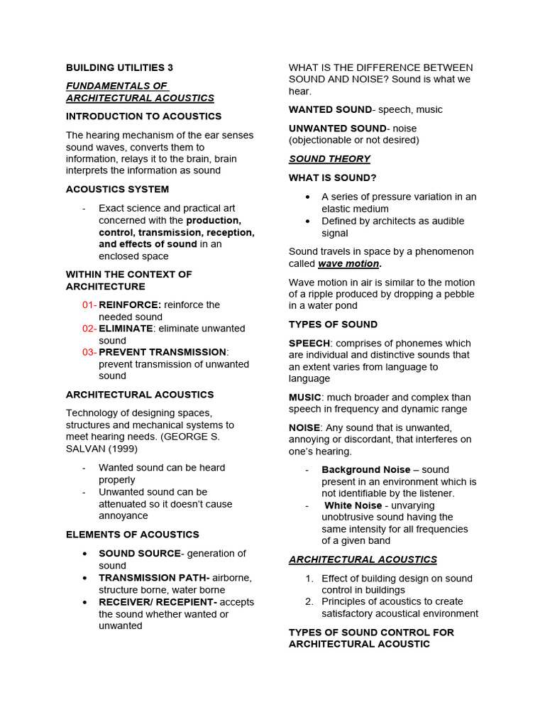 Building Utilities 3 - FUNDAMENTALS | PDF | Sound | Acoustics