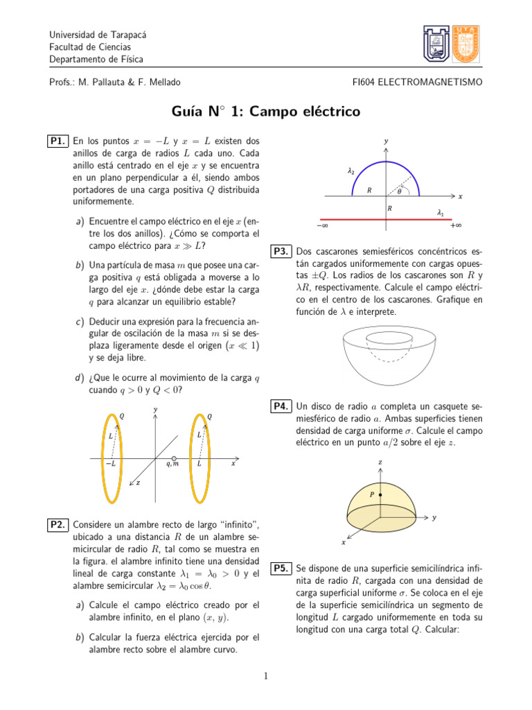 Guia 1 - Campo Electrico | PDF | Carga eléctrica | Campo eléctrico