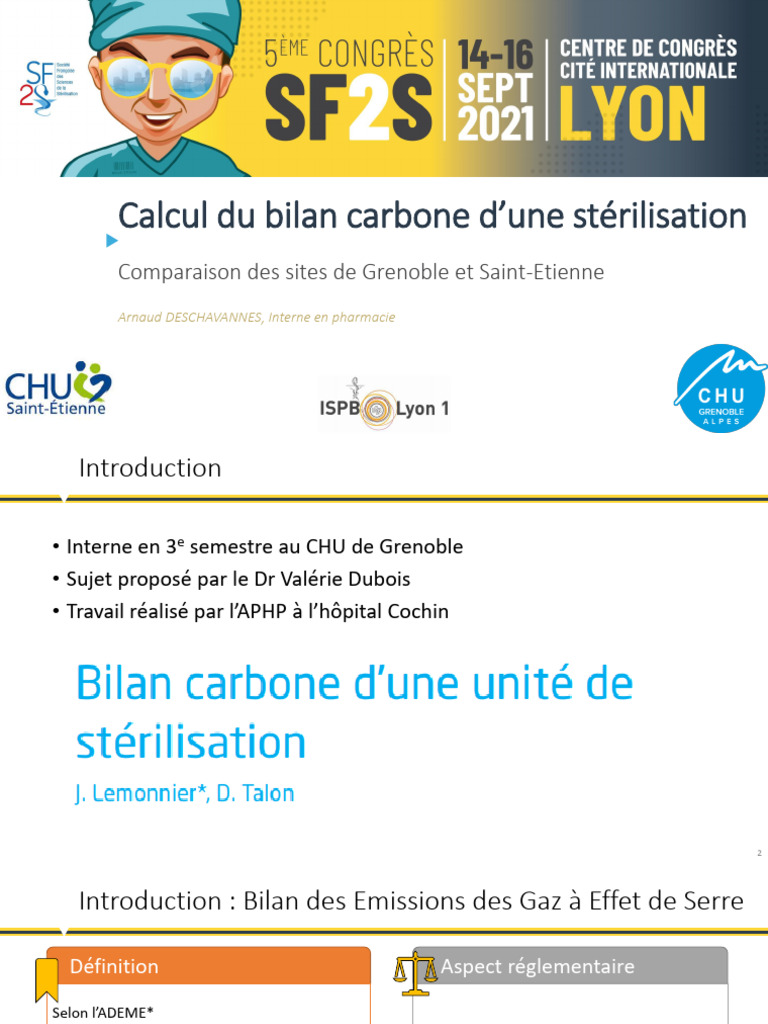 A.DESCHAVANNES Calcul Du Bilan Carbone Dune Stérilisation | PDF