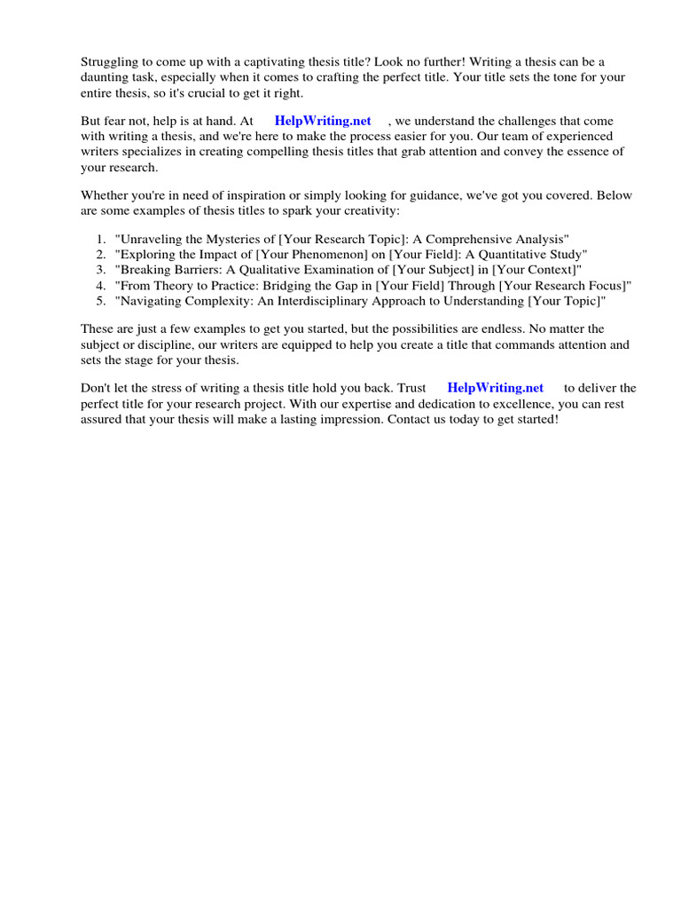 Thesis Title Examples | PDF | Thesis