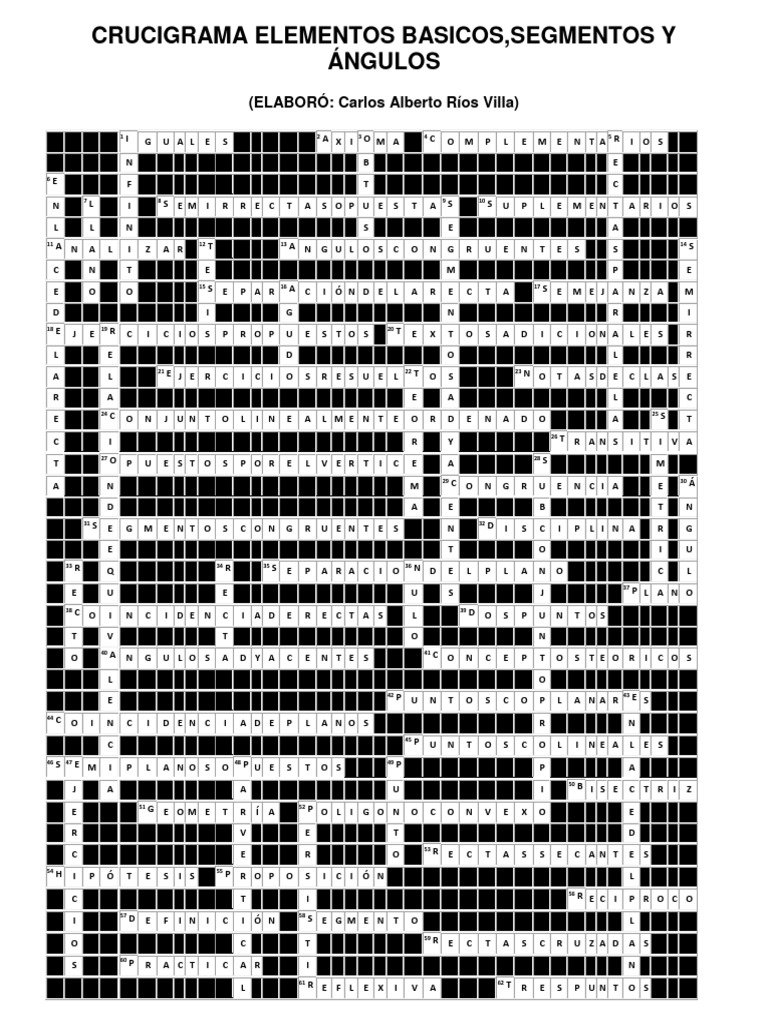 Crucigrama 1 Elementos Basicos Segmentos y Ángulos CS | PDF | Ángulo | Geometría