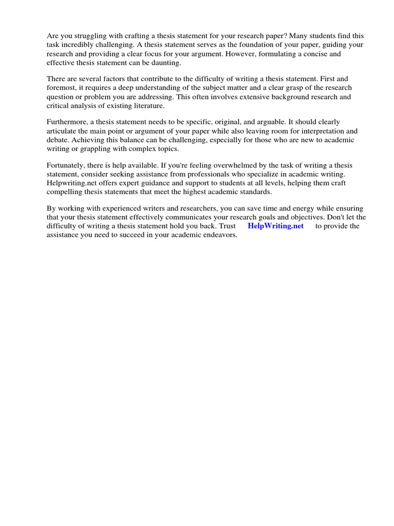 Thesis Statement of The Problem Guide | PDF | Thesis | Essays