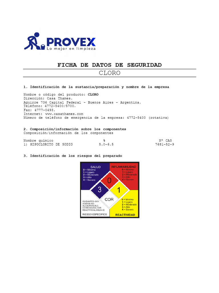Bio-White CLORO Provex | PDF | Agua | Solvente
