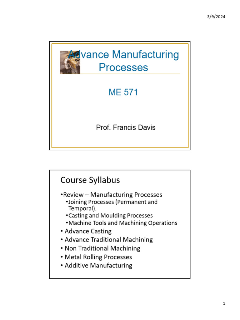 Introduction - Advance Manufacturing - 2024. | PDF