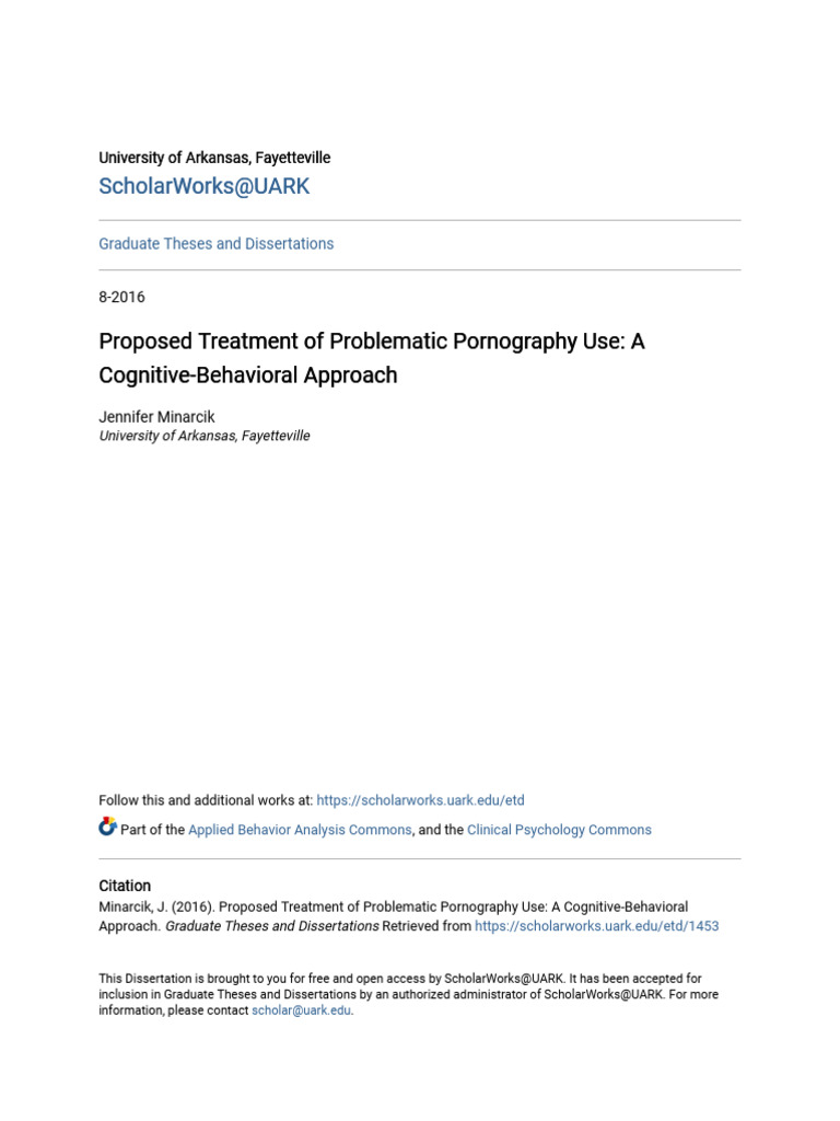 Proposed Treatment of Problematic Pornography Use - A Cognitive-Be | PDF | Mental Disorder ...