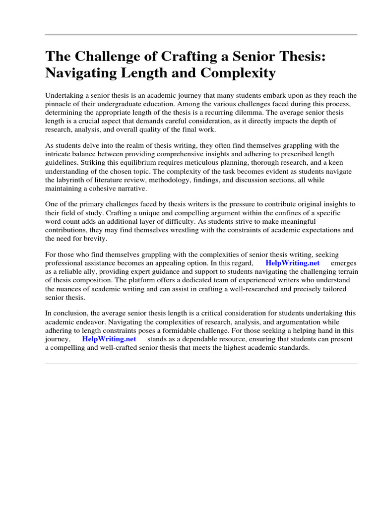 Average Senior Thesis Length | PDF | Thesis