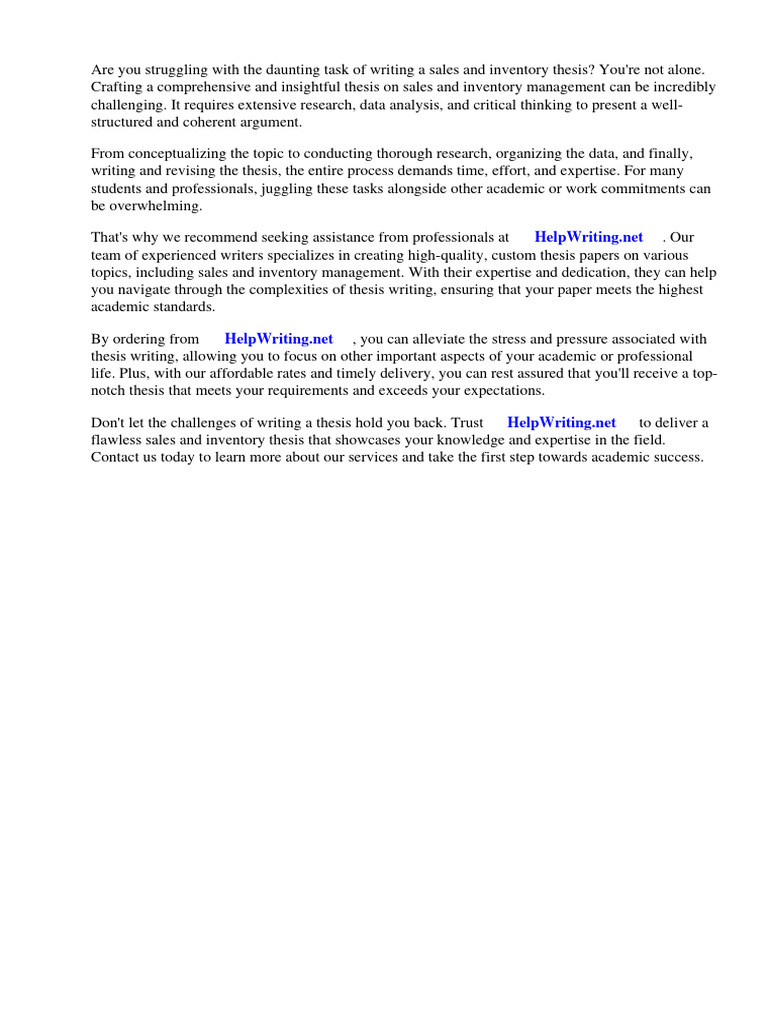 Sales and Inventory Thesis Sample | PDF | Inventory | Thesis