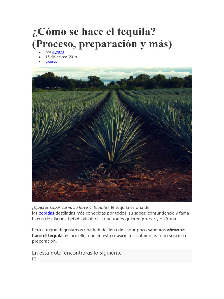 Cómo Se Hace El Tequila | PDF | Bebida | Comida y bebida
