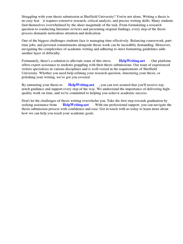 Thesis Submission Sheffield University | PDF