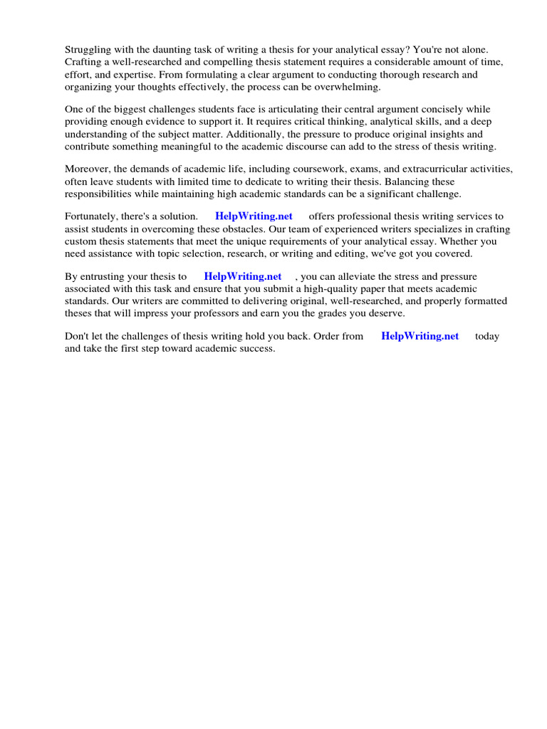 Example Thesis Analytical Essay | PDF | Essays | Thesis
