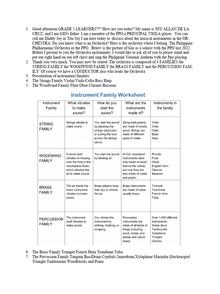 Orchestra Instruments | PDF