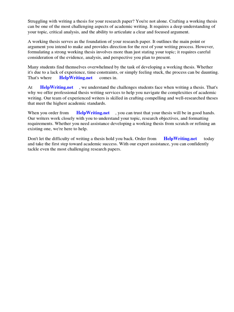 What is a Working Thesis in a Research Paper | PDF | Thesis | Essays