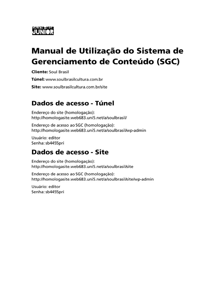 Manual SGC Soulbrasil Site | PDF