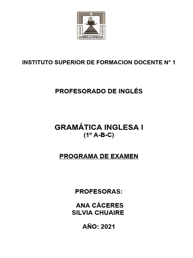 Programa de Examen | PDF | Verb | Adjective