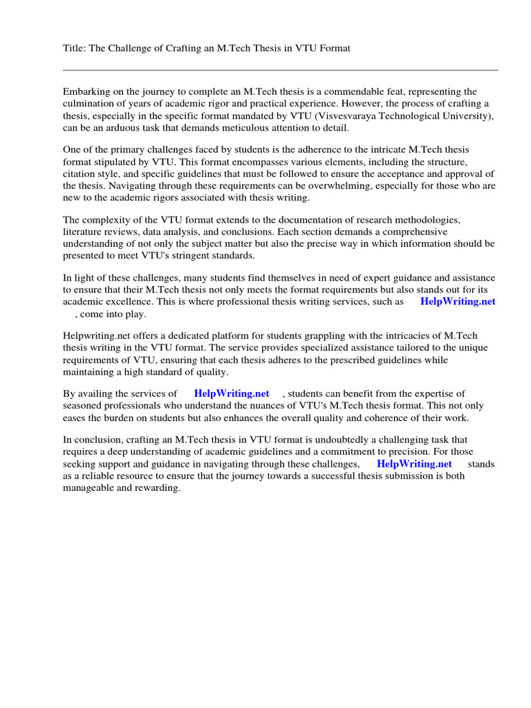 M.tech Thesis Format of Vtu | PDF | Thesis | Concrete