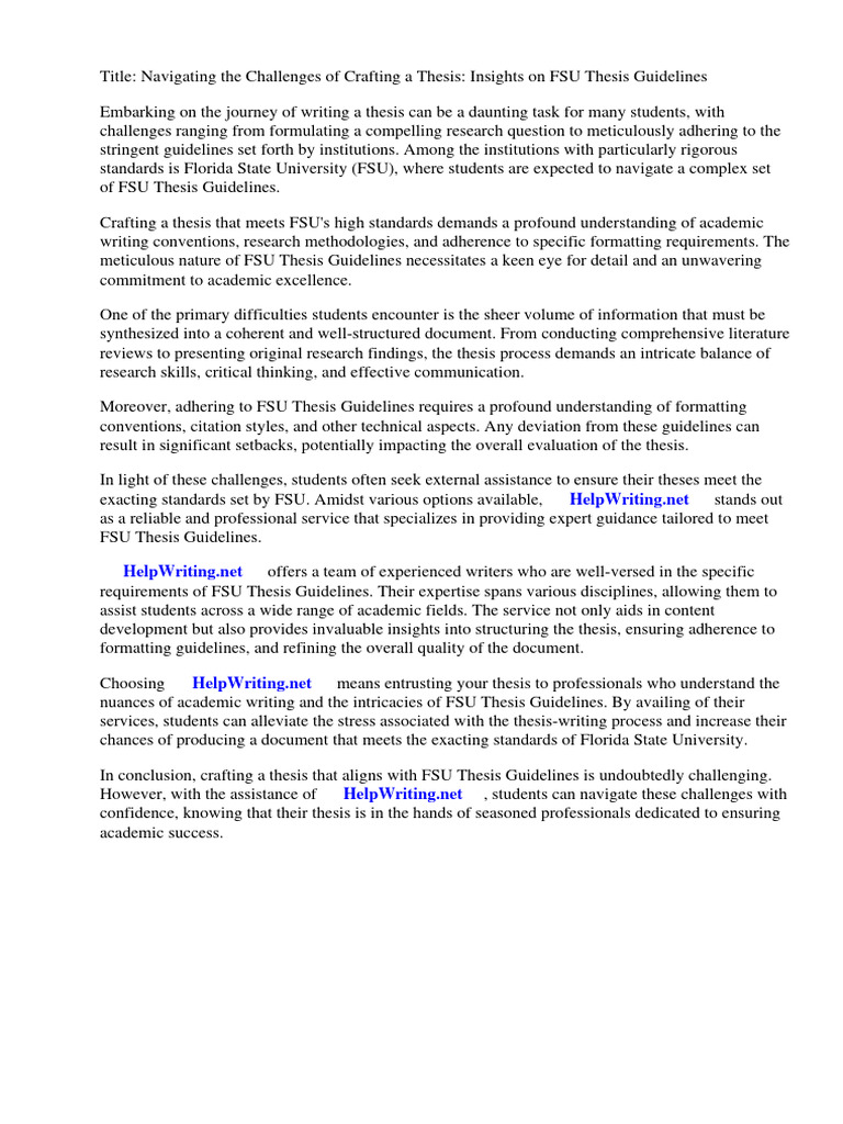 Fsu Thesis Guidelines | PDF | Thesis