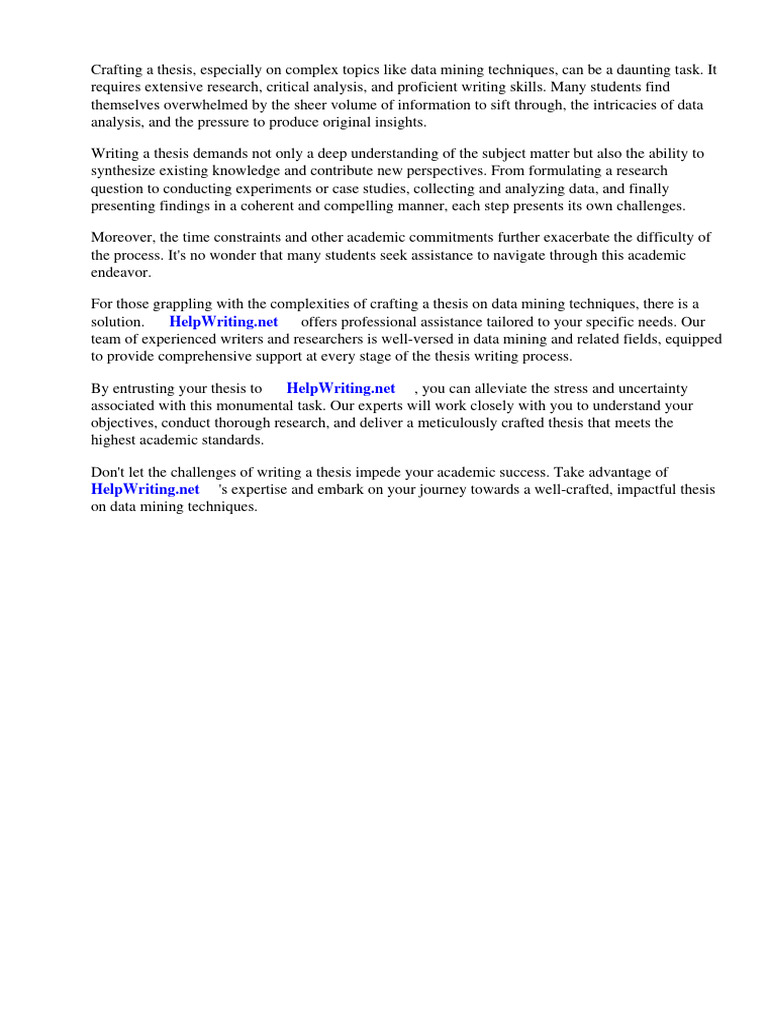 Data Mining Techniques Thesis PDF | PDF