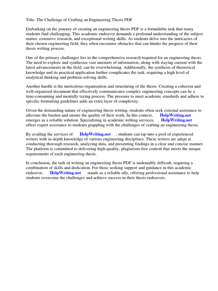 Engineering Thesis PDF | PDF | Thesis | Engineering