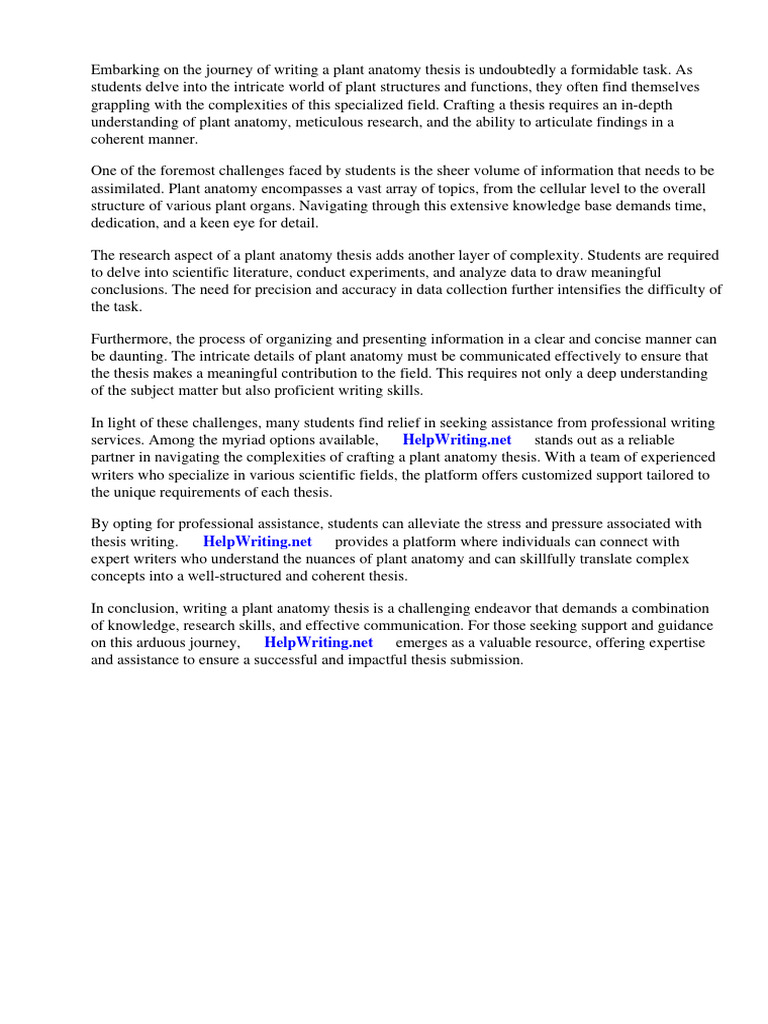 Plant Anatomy Thesis | PDF | Leaf | Plant Stem