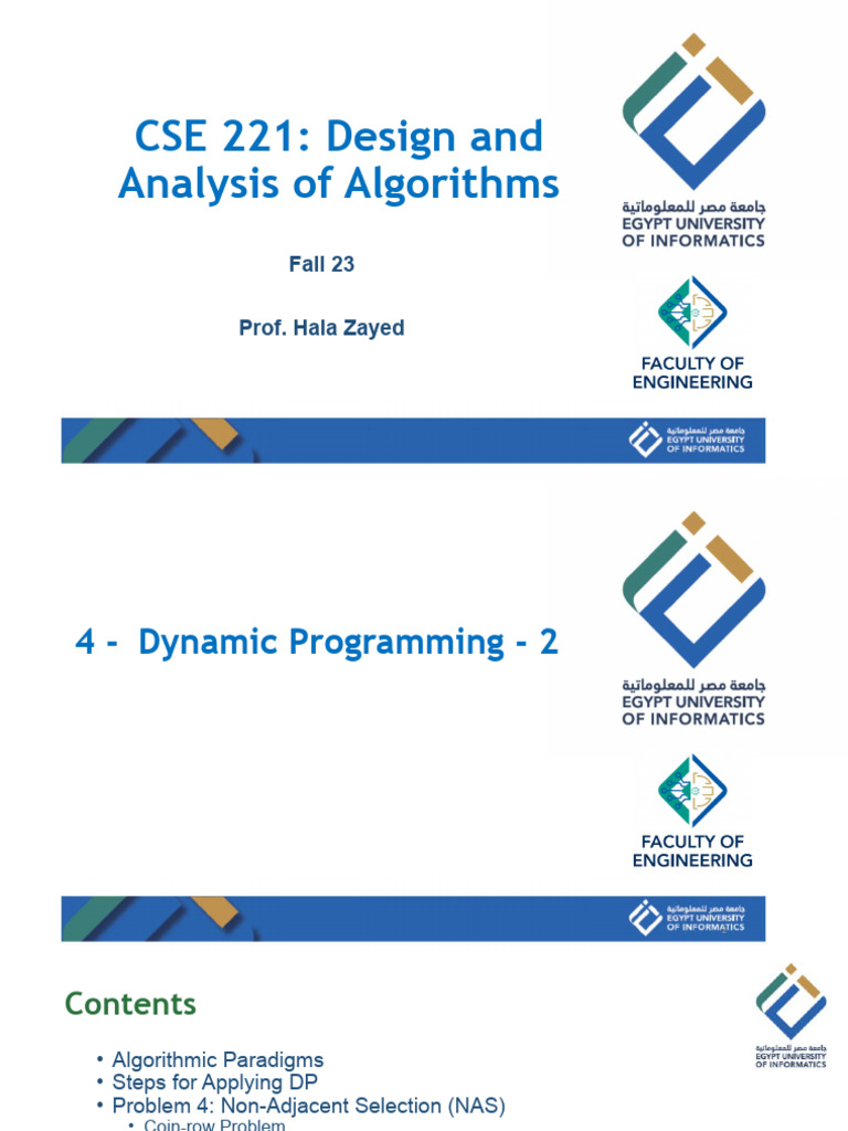 CSE 221 - Lec04 - DP2 - F23 | PDF | Dynamic Programming | Mathematical Optimization